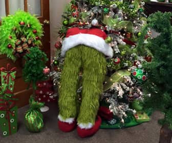 Furry Green Grinch Legs Christmas Tree Illusion | The Green Head