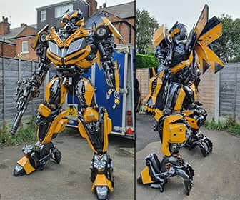 Life-Sized Transformers Bumblebee Metal Sculpture | The Green Head
