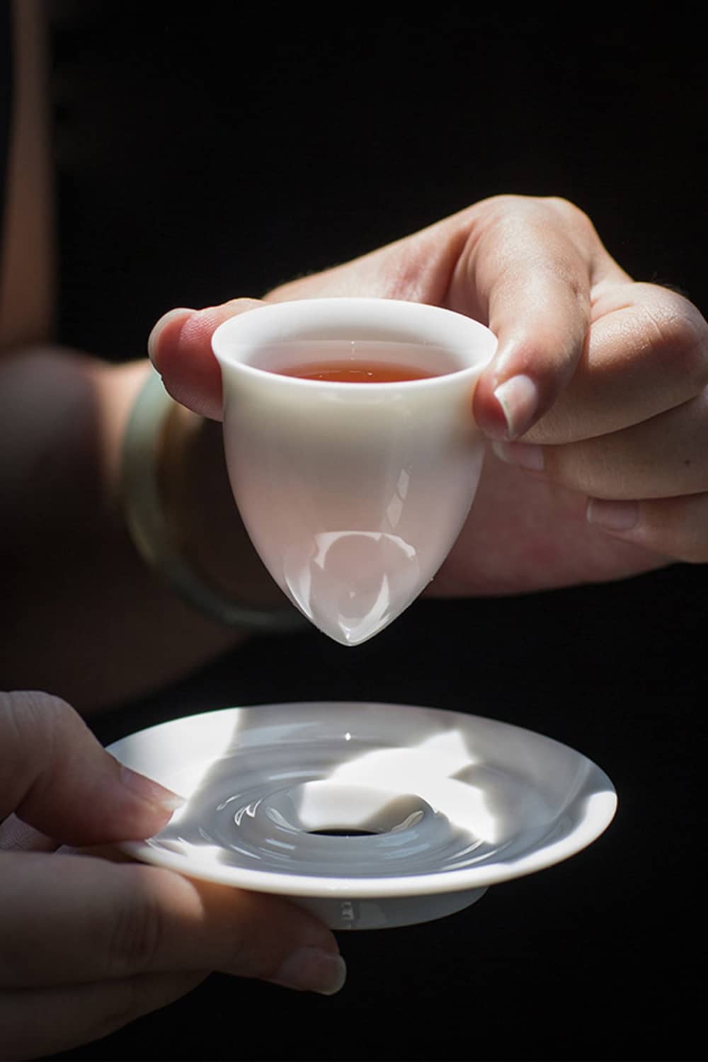 White Ceramic Funny Tea Cup with Coaster
