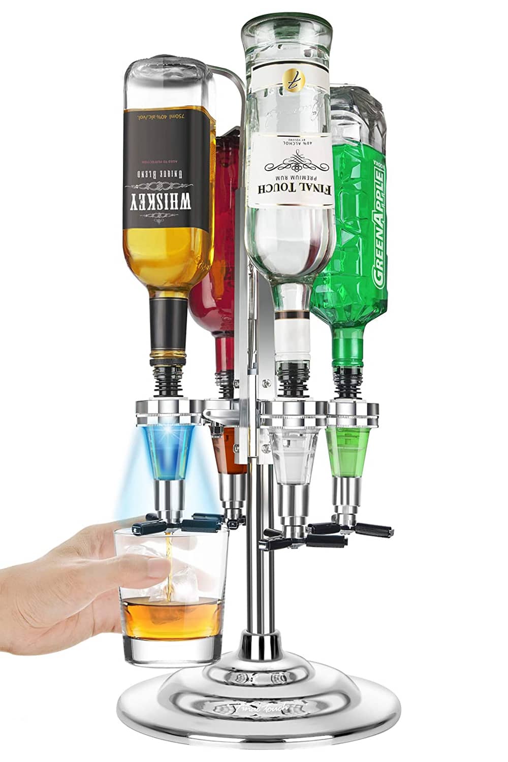 LED Illuminated 4 Bottle Rotating Liquor Dispenser