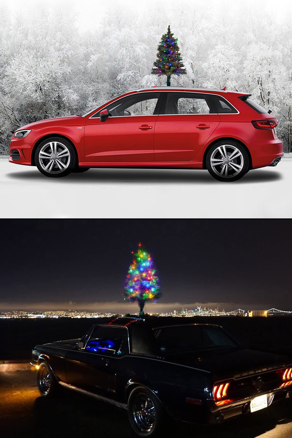 Roof-Mounted Car Christmas Tree - 3 Foot Tall, Multi-Colored LEDs, and ...