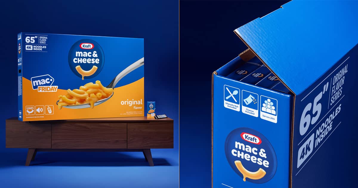 65 Boxes of Kraft Mac and Cheese in a 65-inch Flatscreen TV Box | The ...