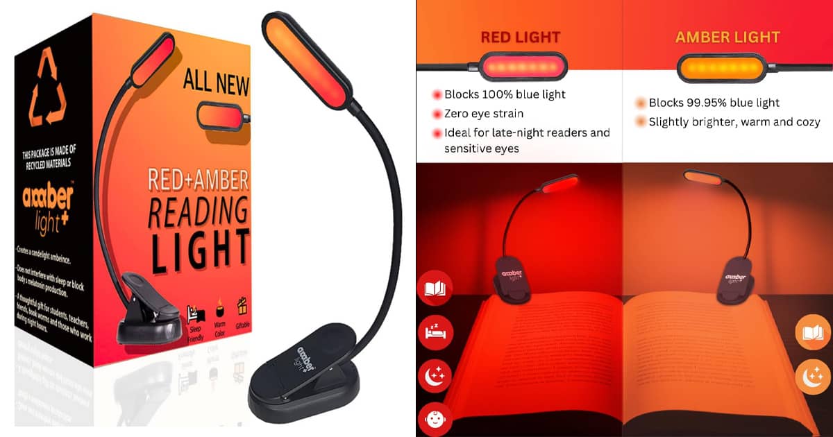 Red+Amber Reading Light - Advanced Blue Light Blocking Book Light | The ...