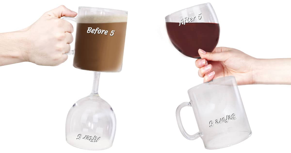 Before and After 5 PM Coffee Mug / Wine Glass | The Green Head