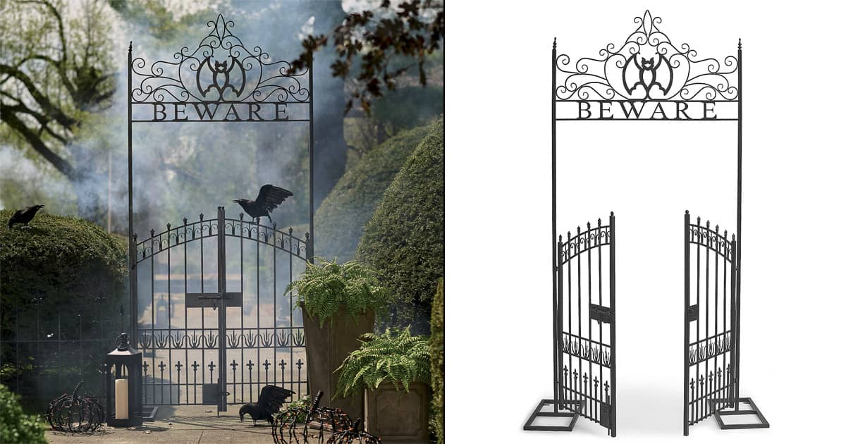 Beware - Giant 9-Foot Tall Spooky Metal Cemetery Archway | The Green Head