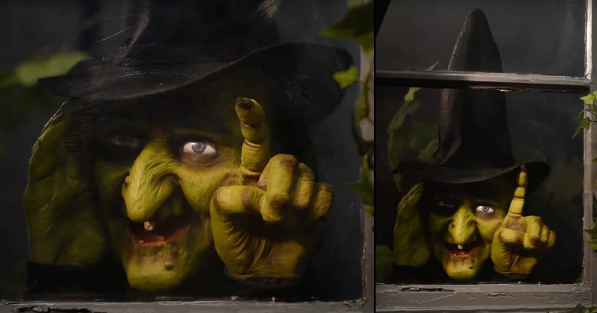 Creepy Animated Window Tapping Witch | The Green Head