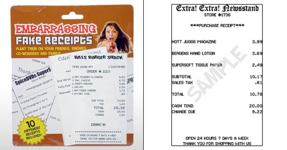 Embarrassing Fake Receipts | The Green Head