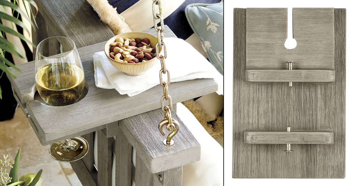 Eucalyptus Porch Swing Tray Table w/ Wine Glass Slot | The Green Head