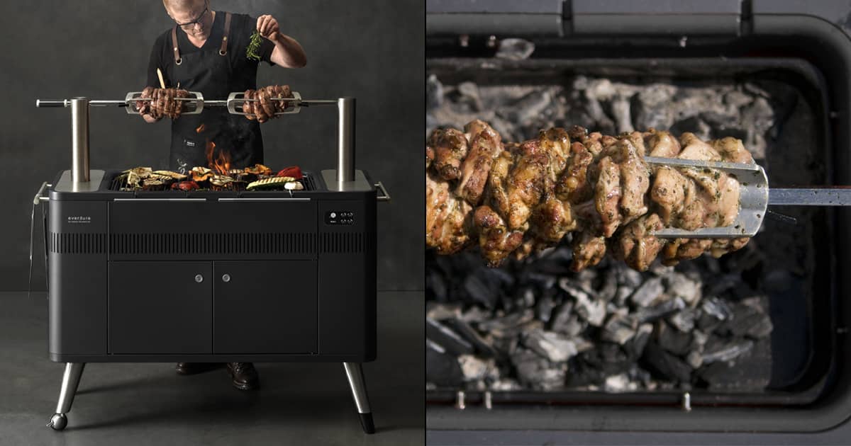 Everdure Hub Grill II - Quick Start Open Charcoal Grill / Adjustable Height Rotisserie | The ...