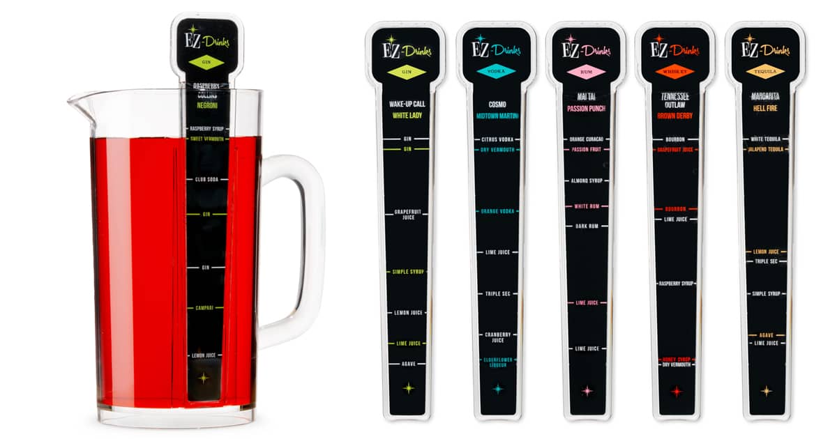 EZ-Drinks Cocktail Pitcher and Recipe Rulers - Make Batch Cocktails ...