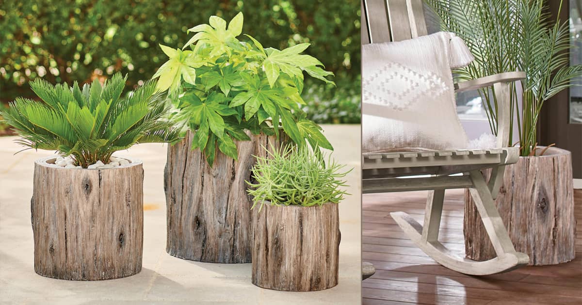Faux Old Oak Tree Trunk Planters | The Green Head