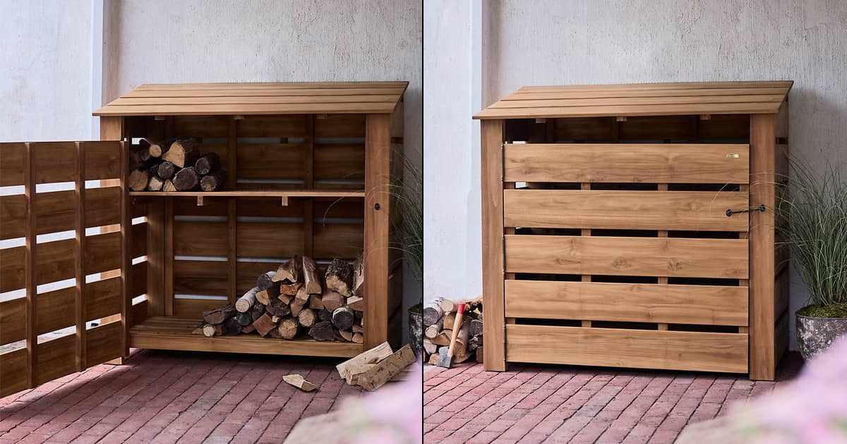 Firewood Log Storage Teak Shed | The Green Head
