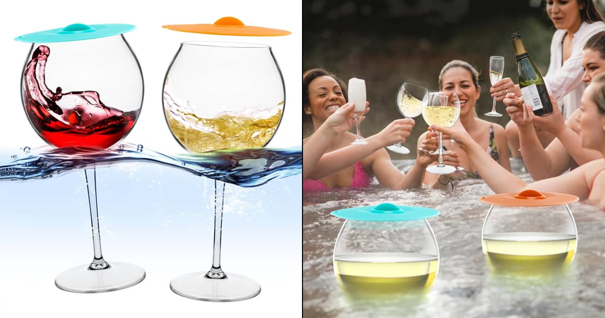 Floating Wine Glasses with Splash-Proof Silicone Lids for the Pool ...