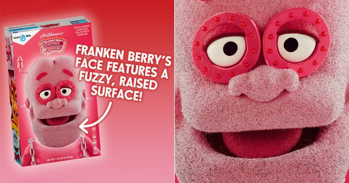 Franken Berry Monster Cereal - Limited-Edition Fuzzy Face Cereal Box ...