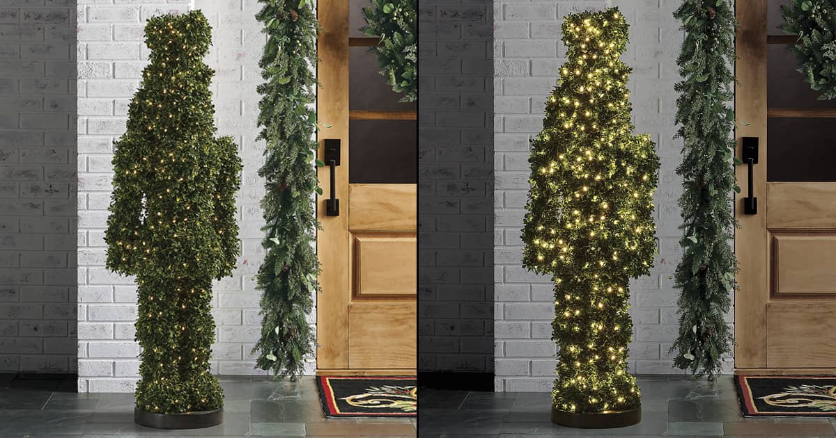 Giant 5-ft LED-Illuminated Boxwood Topiary Nutcracker Statue | The ...