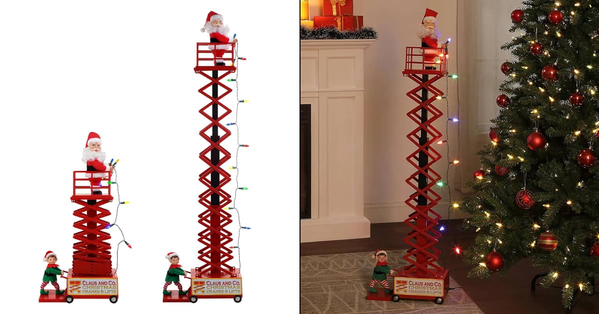 Giant Animated Christmas Light-Hanging Santa Claus Scissor Lift | The ...