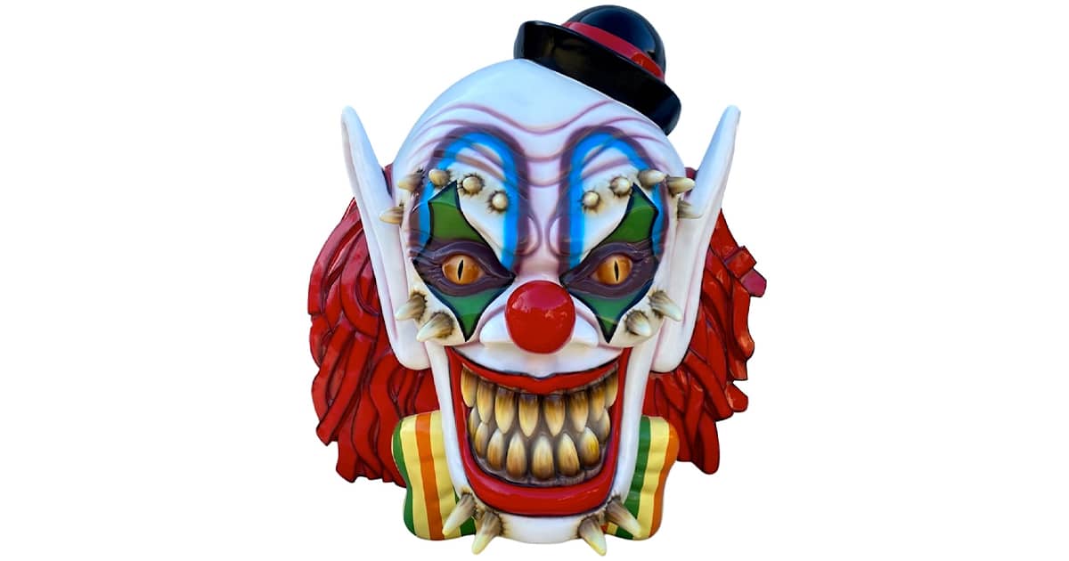 Gigantic 5 Foot Tall Demonic Clown Face Wall Sculpture | The Green Head
