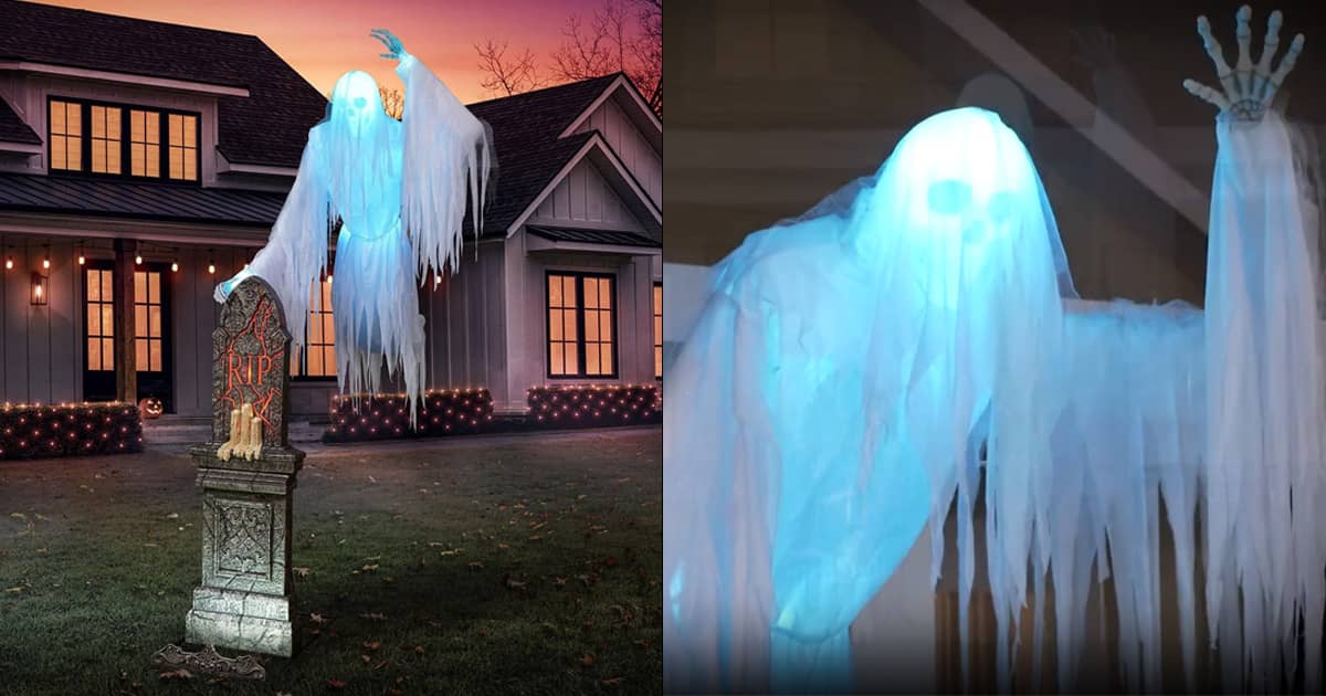 Gigantic Animated Skeleton Ghost Floating Around a Tombstone | The ...