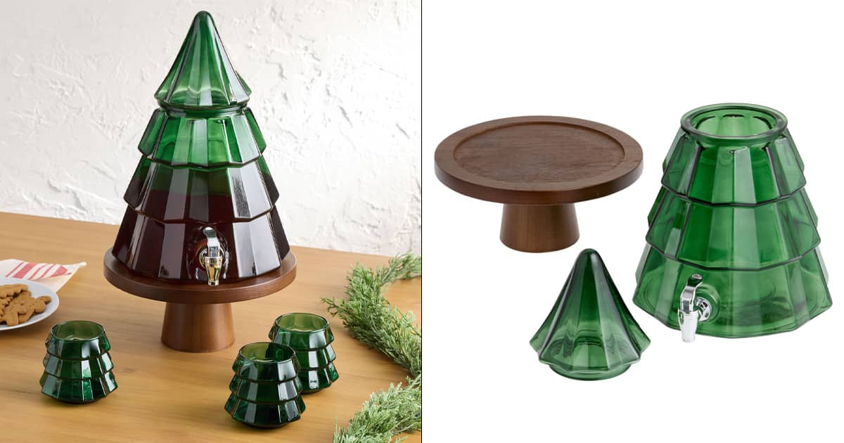 Green Glass Christmas Tree Beverage Dispenser | The Green Head