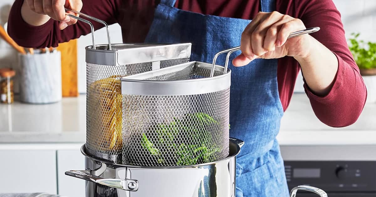 HENCKELS Dual Colander Stainless Steel Pasta Pot | The Green Head