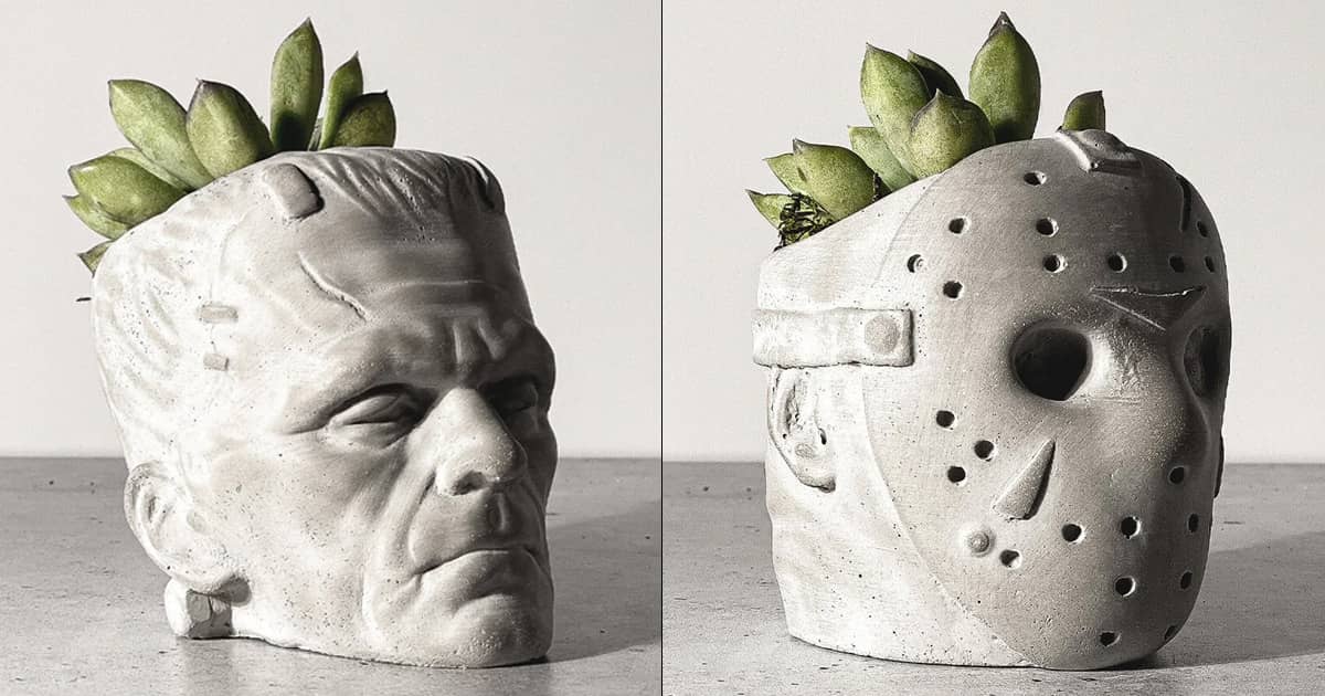 Horror Movie Villain Head Concrete Planters | The Green Head