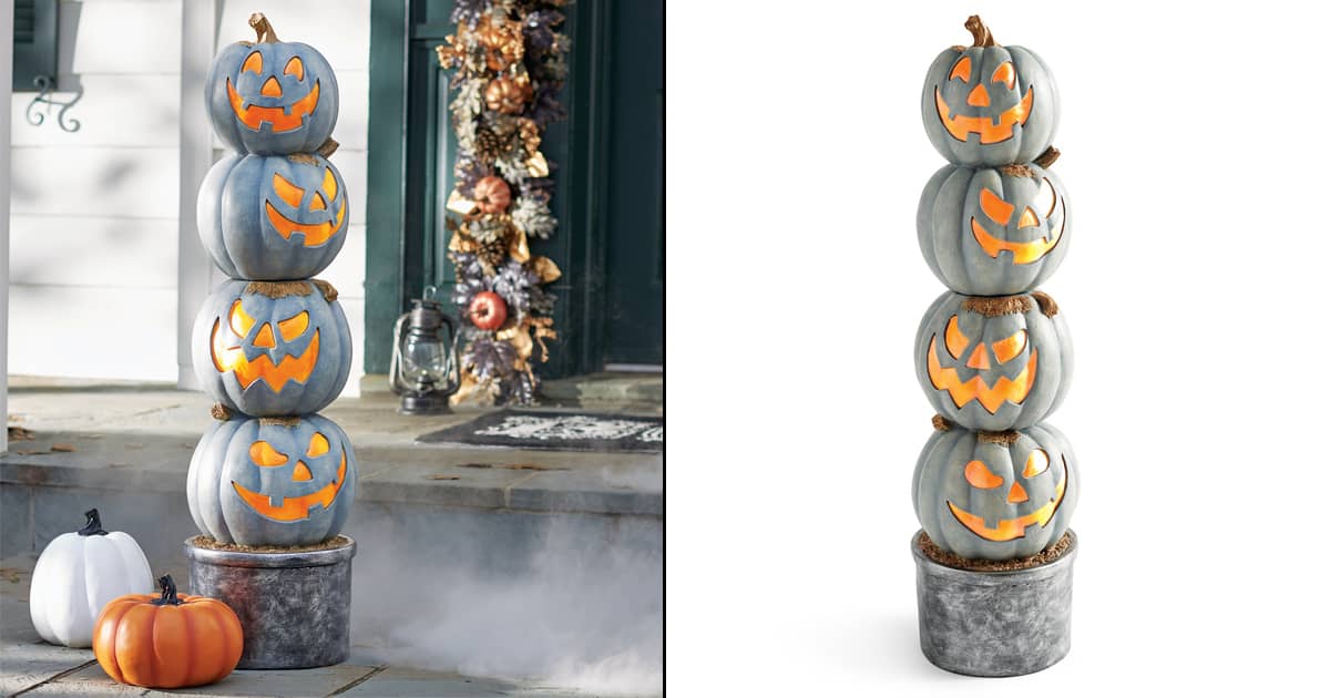 Illuminated Stack of Jack O' Lanterns Topiary | The Green Head