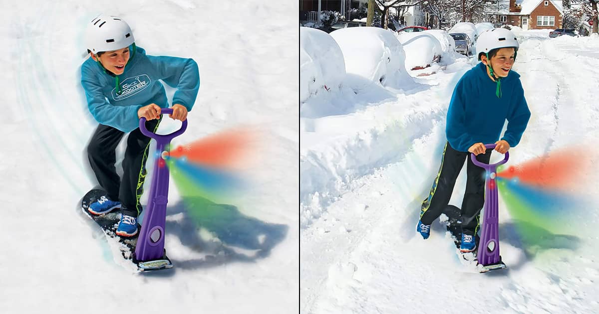 LED Ski Scooter - Fold-Up Snowboard Kick Scooter | The Green Head