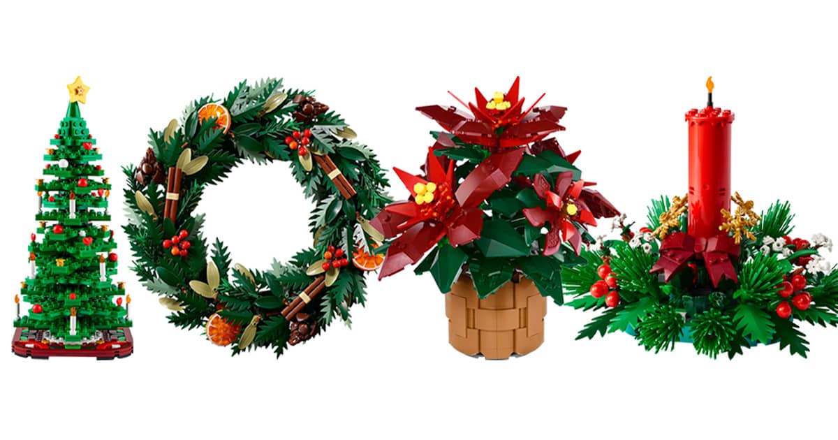 LEGO Christmas Tree, Wreath, Poinsettia, and Candle Centerpiece | The ...