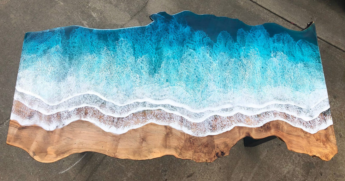 Live Edge Ocean Waves Desk | The Green Head