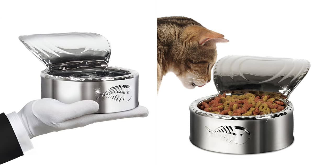 Luxury Cat Dish - Silver-Plated Ceramic Tuna Can | The Green Head