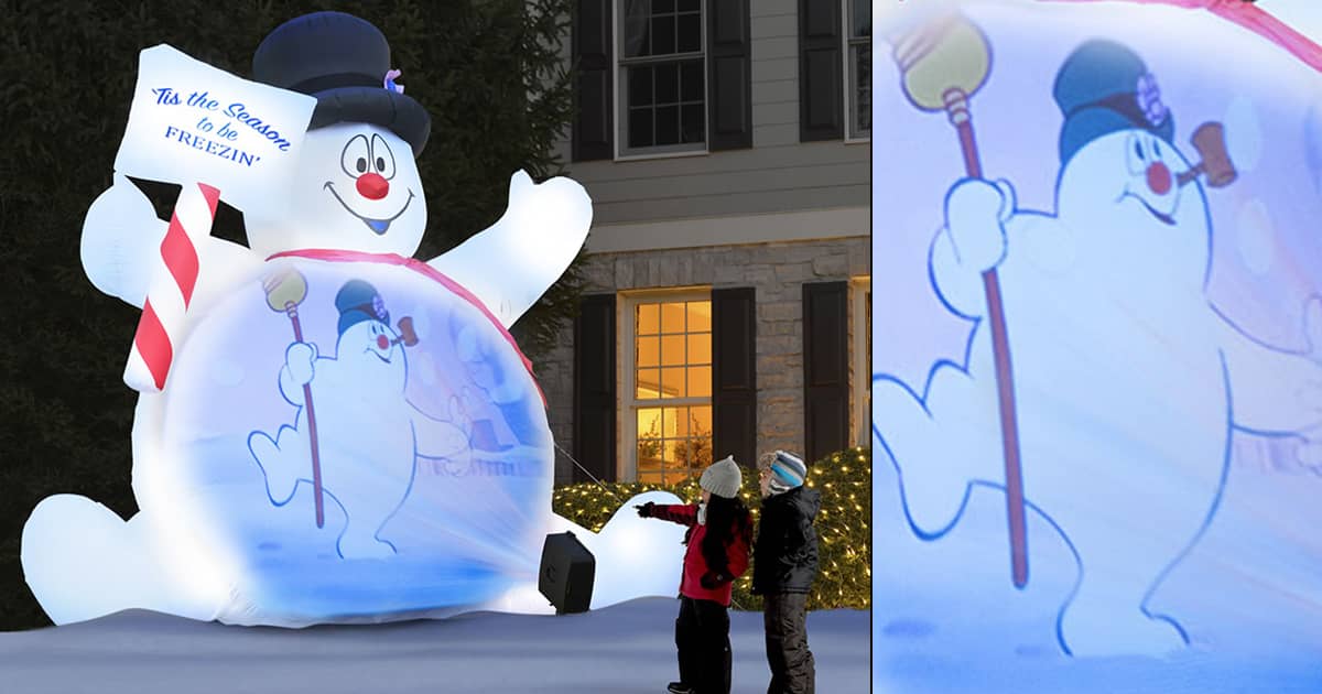 Massive Video Projecting Inflatable Frosty The Snowman | The Green Head