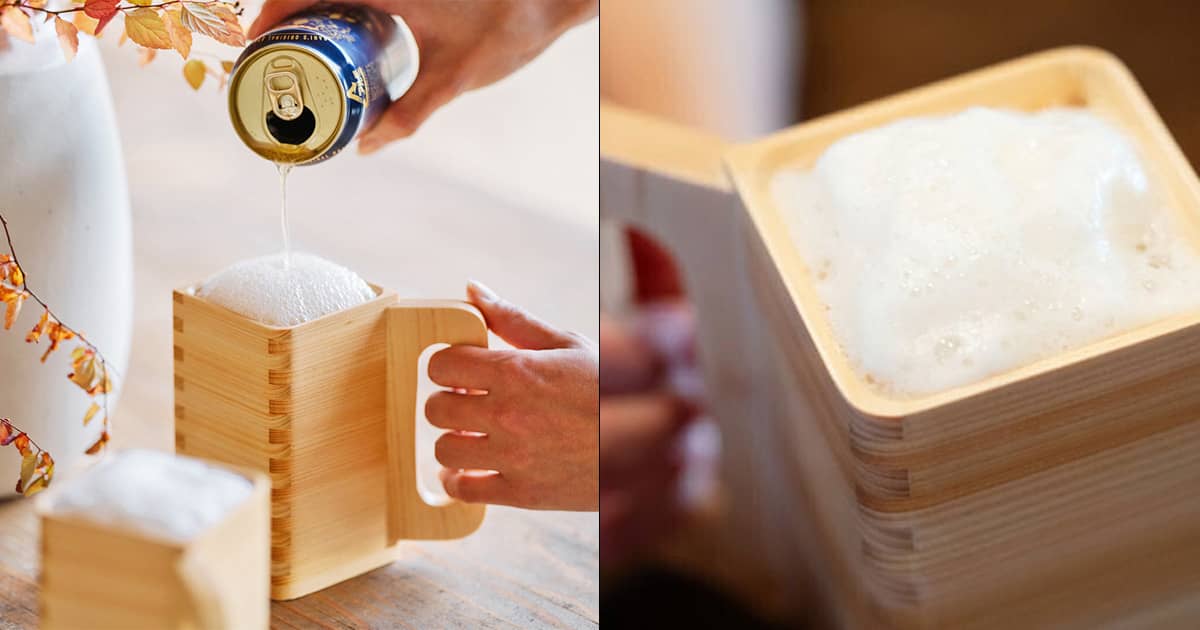 Masu Cypress Wood Square Beer Mug From Japan | The Green Head