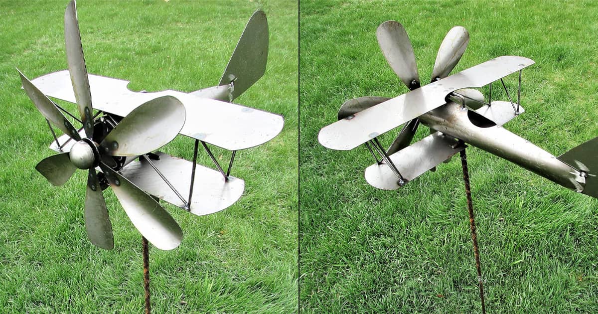 Metal Bi-Plane Wind Spinner | The Green Head
