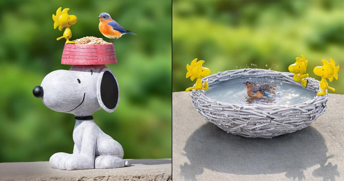 Peanuts Snoopy Bird Feeder and Woodstock Bird Bath | The Green Head