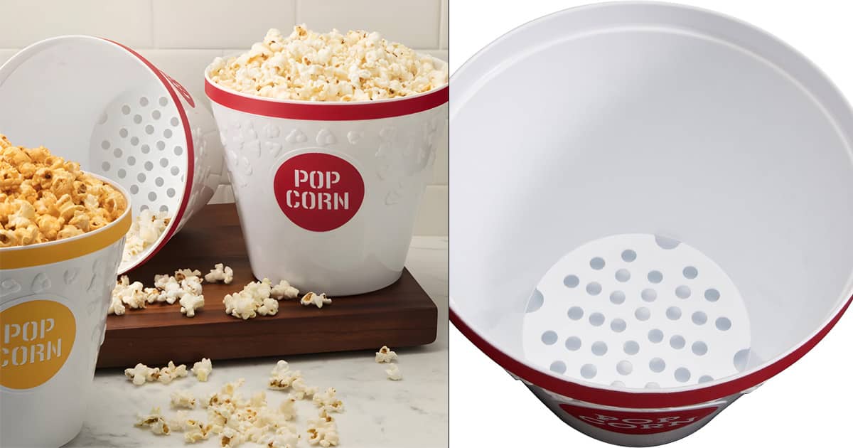 Reusable Popcorn Bucket With Unpopped Kernel Catcher | The Green Head