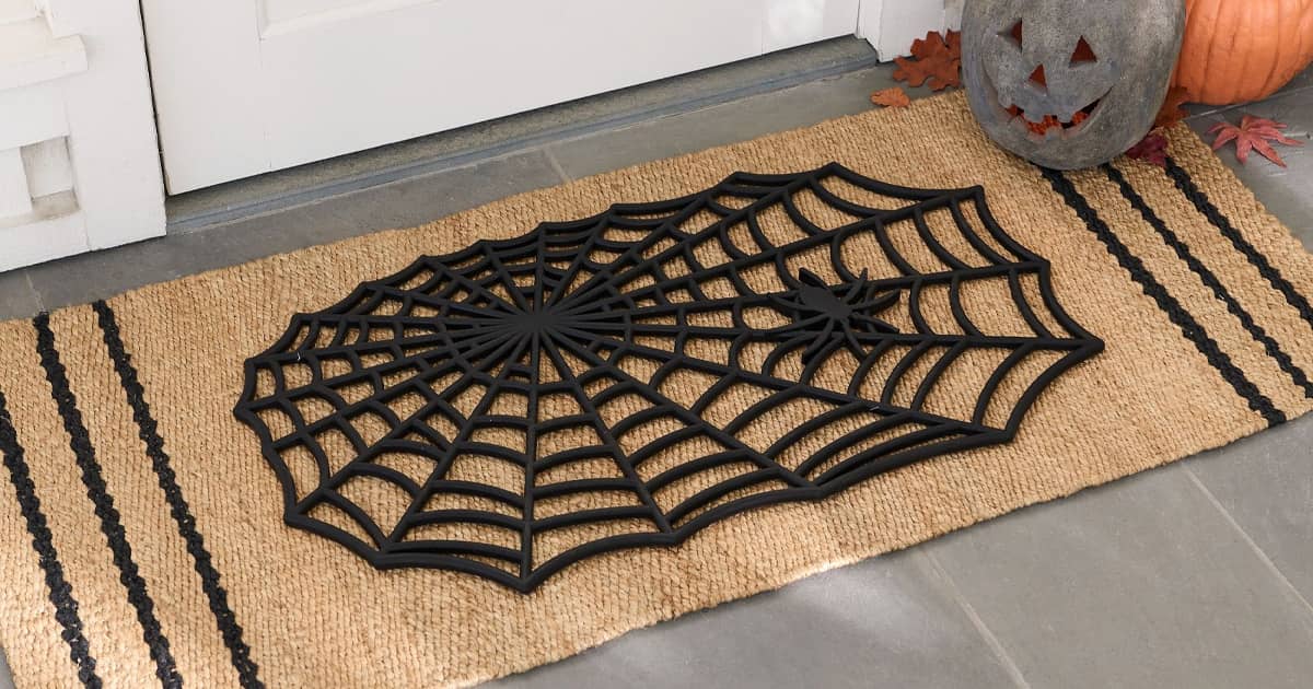Black Rubber Spider Web Doormat | The Green Head