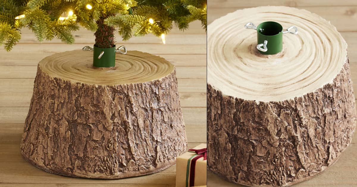 Rustic Tree Bark Christmas Tree Stump Stand | The Green Head