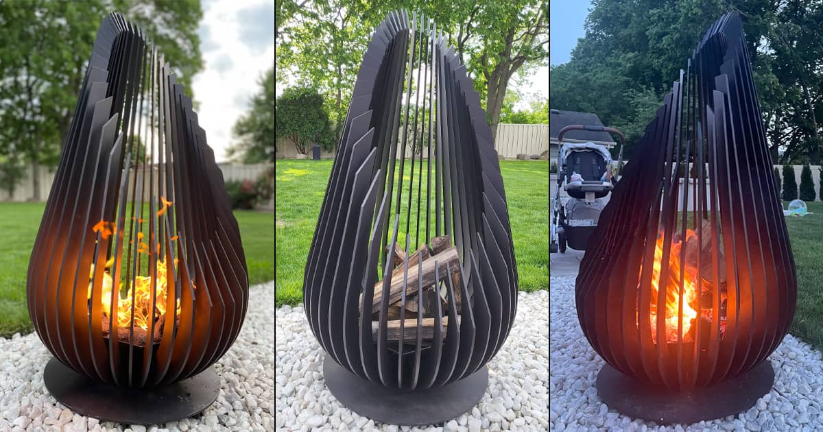 Sculptural Metal Teardrop Fire Pit | The Green Head