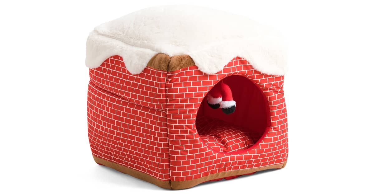 Snow-Capped Brick Chimney Cat Cave Bed | The Green Head