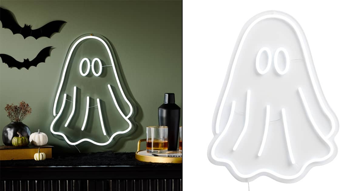 Spooky Neon White Ghost Wall Sign | The Green Head