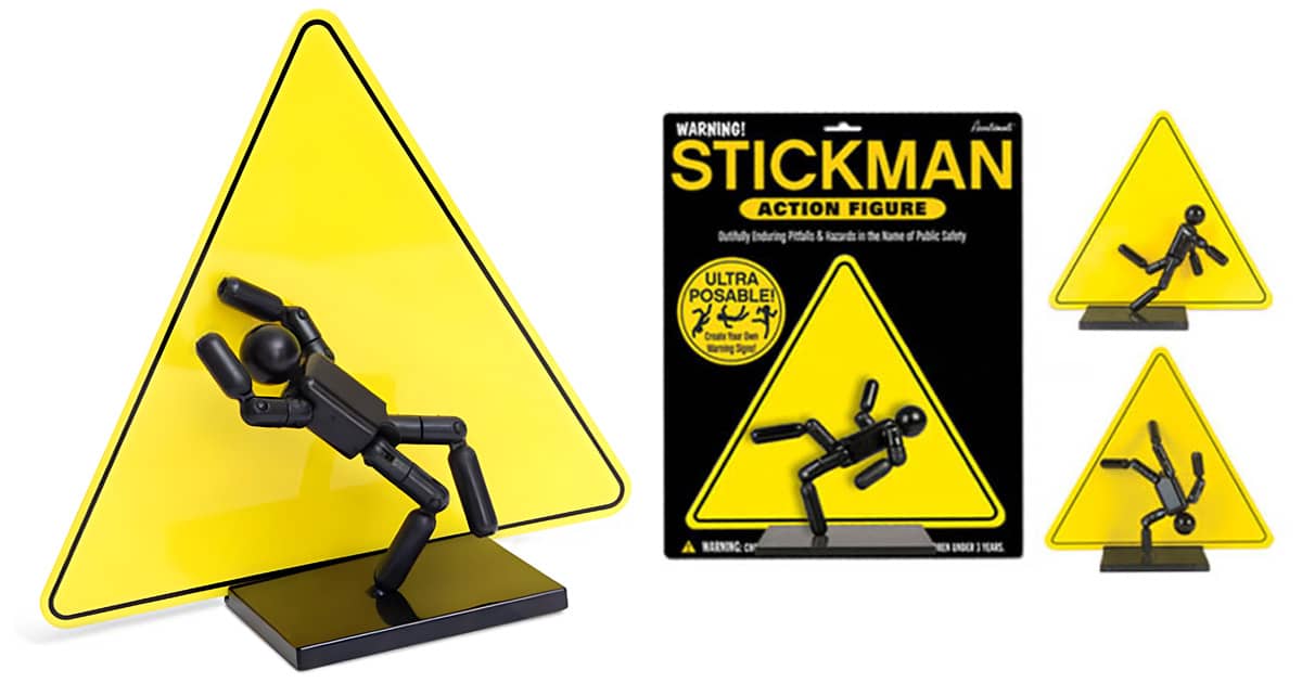 Stickman Action Figure Warning Sign | The Green Head
