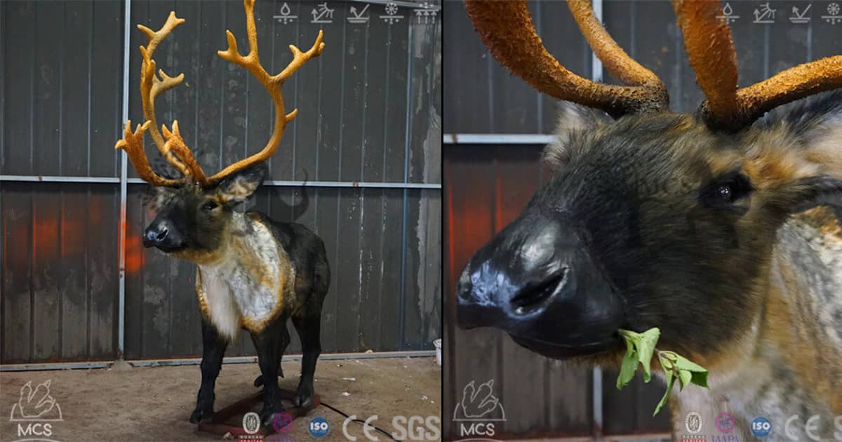 Ultra-Realistic Life-Sized Animatronic Reindeer Statue | The Green Head