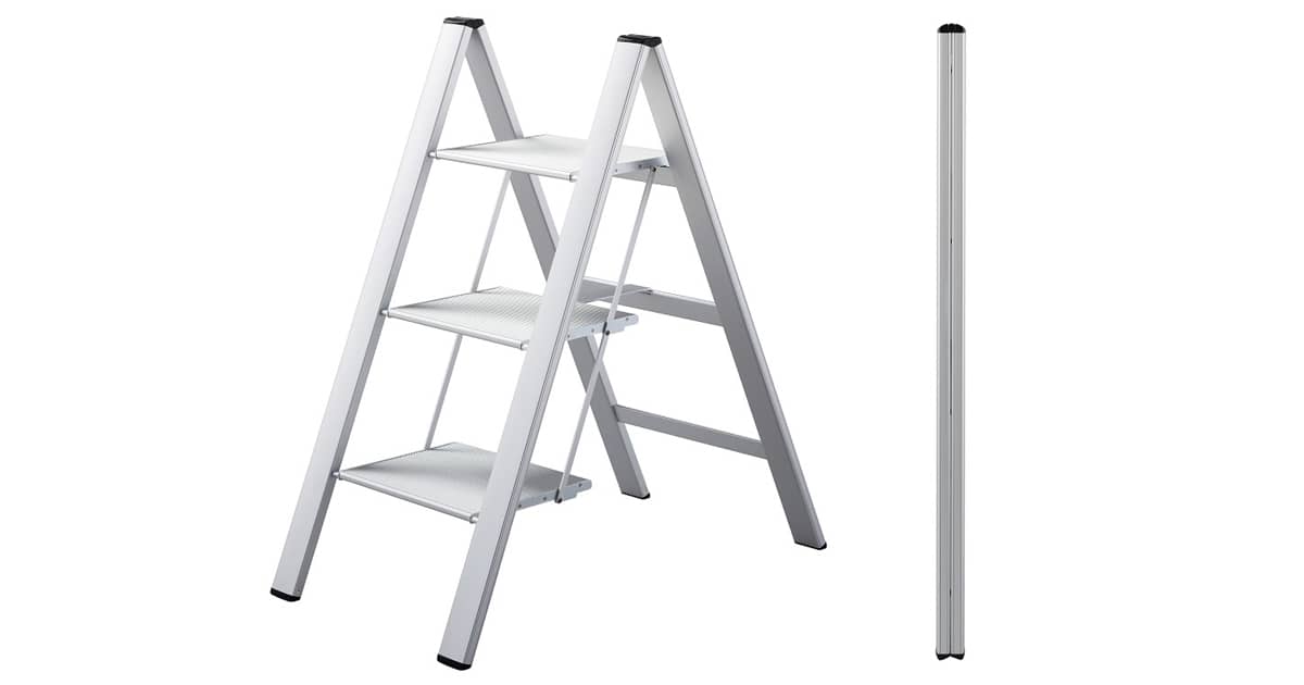 Ultra Slim Compact Aluminum Step Ladder | The Green Head