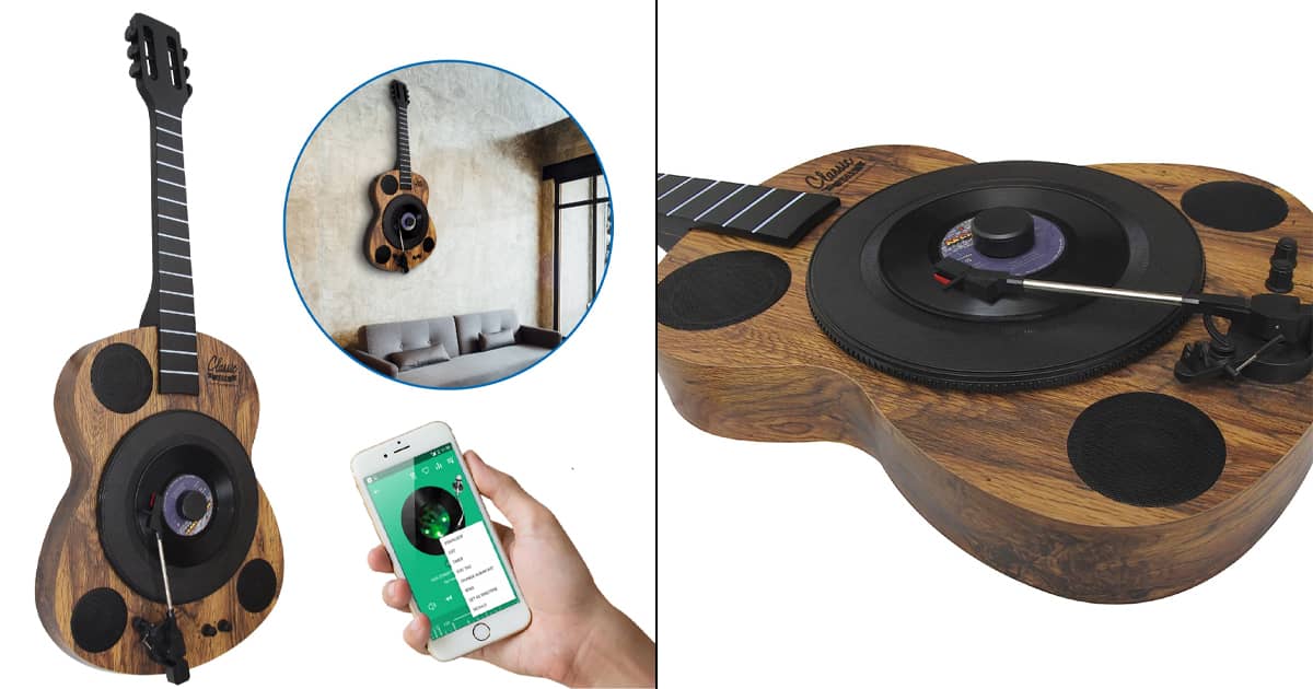 Vertical Wall-Mounted Acoustic Guitar Turntable | The Green Head