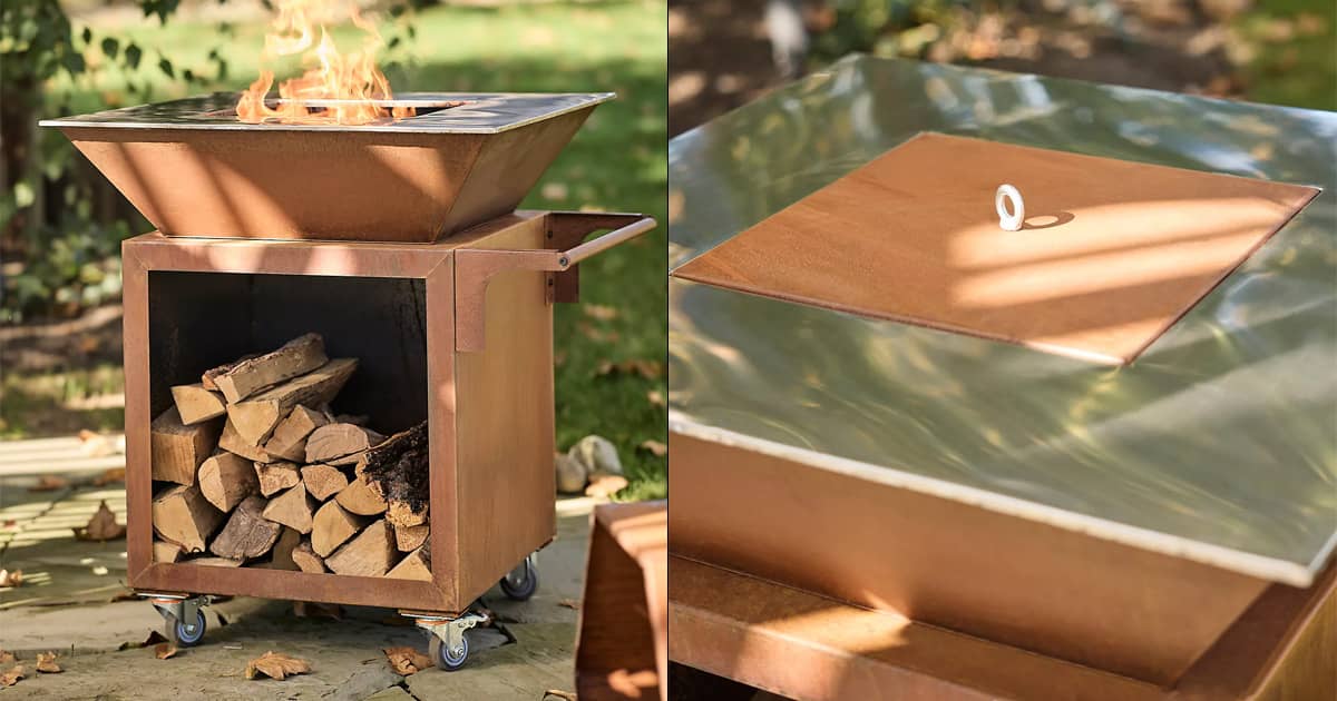 Weathering Steel Rolling Fire Pit | The Green Head