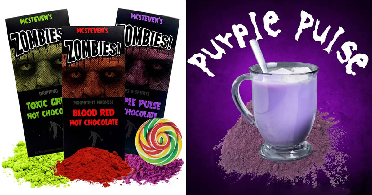 Zombies! Blood Red, Toxic Green, and Purple Pulse Hot Chocolate Powder ...