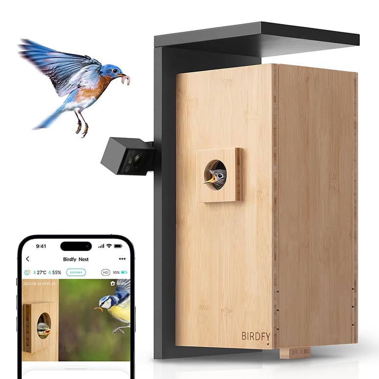 Birdfy Nest - Bamboo Smart Birdhouse w/ Dual Cameras and A.I. Identify ...