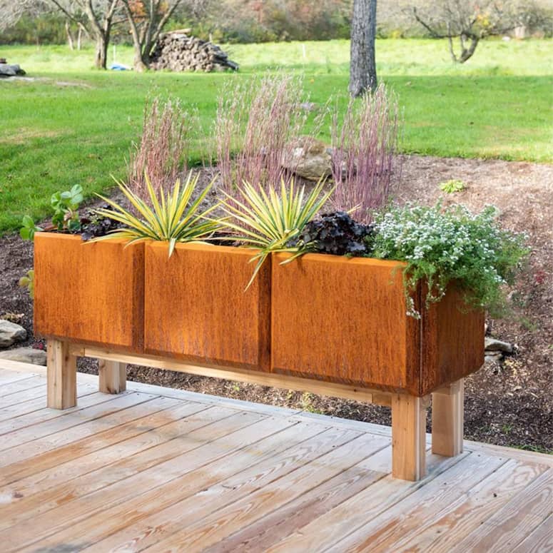 Elevated Corten Steel Raised Garden Bed Planter | The Green Head