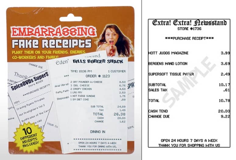 Embarrassing Fake Receipts | The Green Head