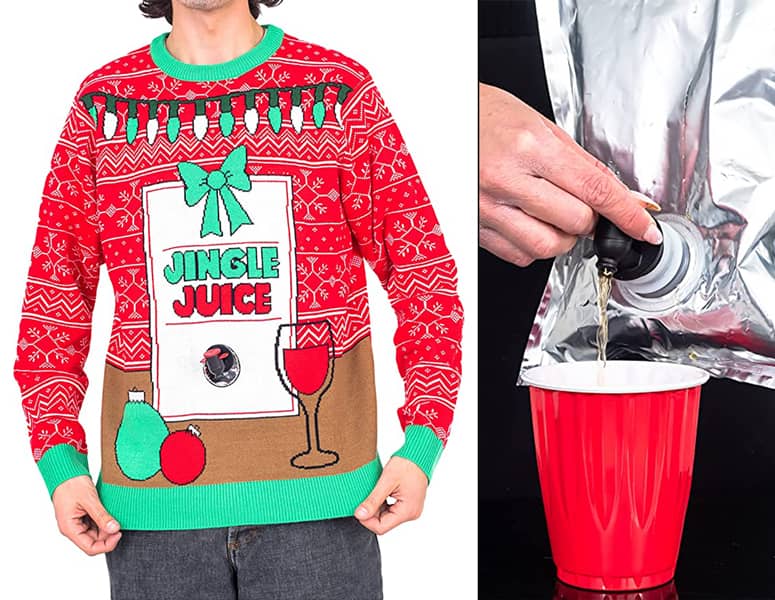 Jingle Juice Beverage Dispenser Ugly Christmas Sweater | The Green Head